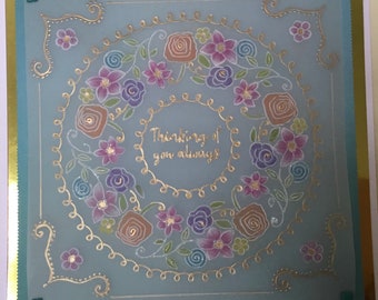 ANNIVERSARY, Handmade PARCHMENT Embossed Greeting Card, Parchment Line ...