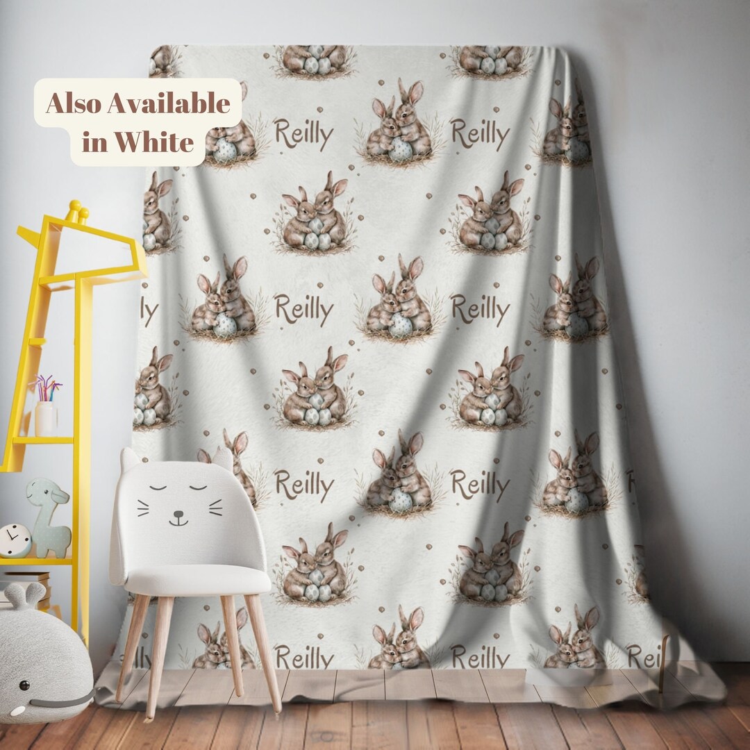 Personalized Easter Bunny Blanket: Floral Baby Name Throw - Etsy