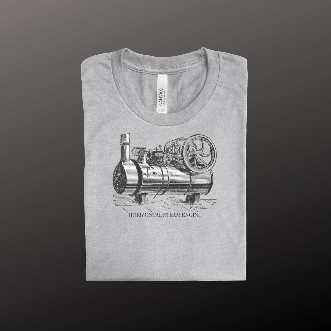 Horizontal Steam Engine Illustration Tshirt, Gift for Engineer, Science ...
