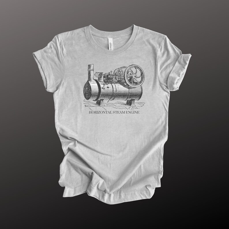 Horizontal Steam Engine Illustration Tshirt, Gift for Engineer, Science ...