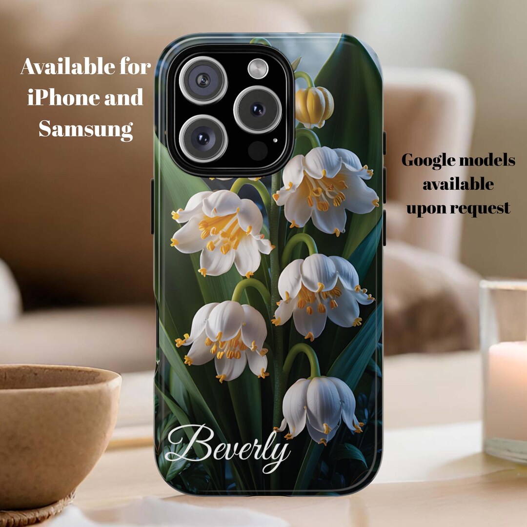 Personalized Floral Lily of the Valley Phone Case, Custom Name Floral ...