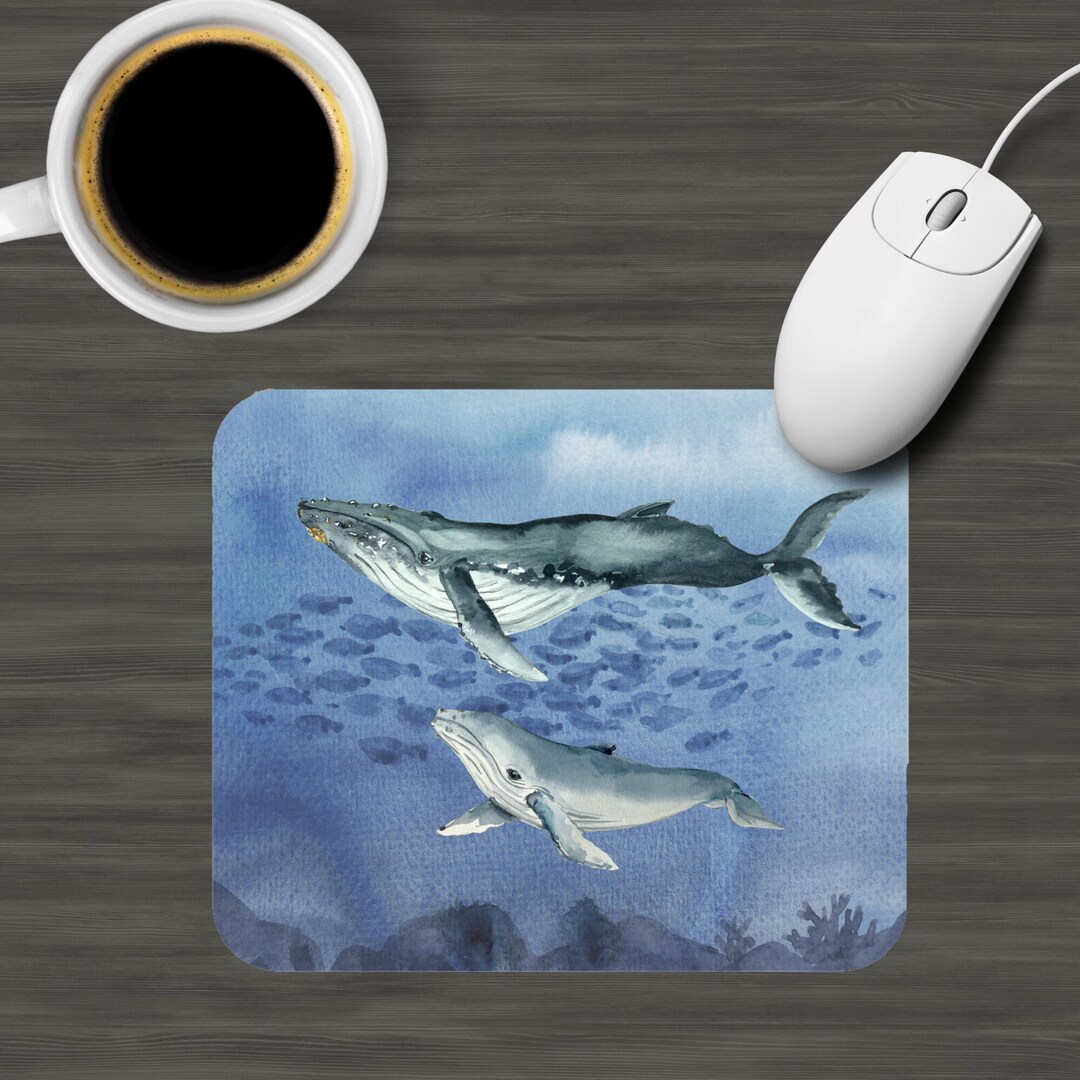 Humpback Whale and Baby Mouse Pad, Gift for Whale Lovers, Rectangular ...