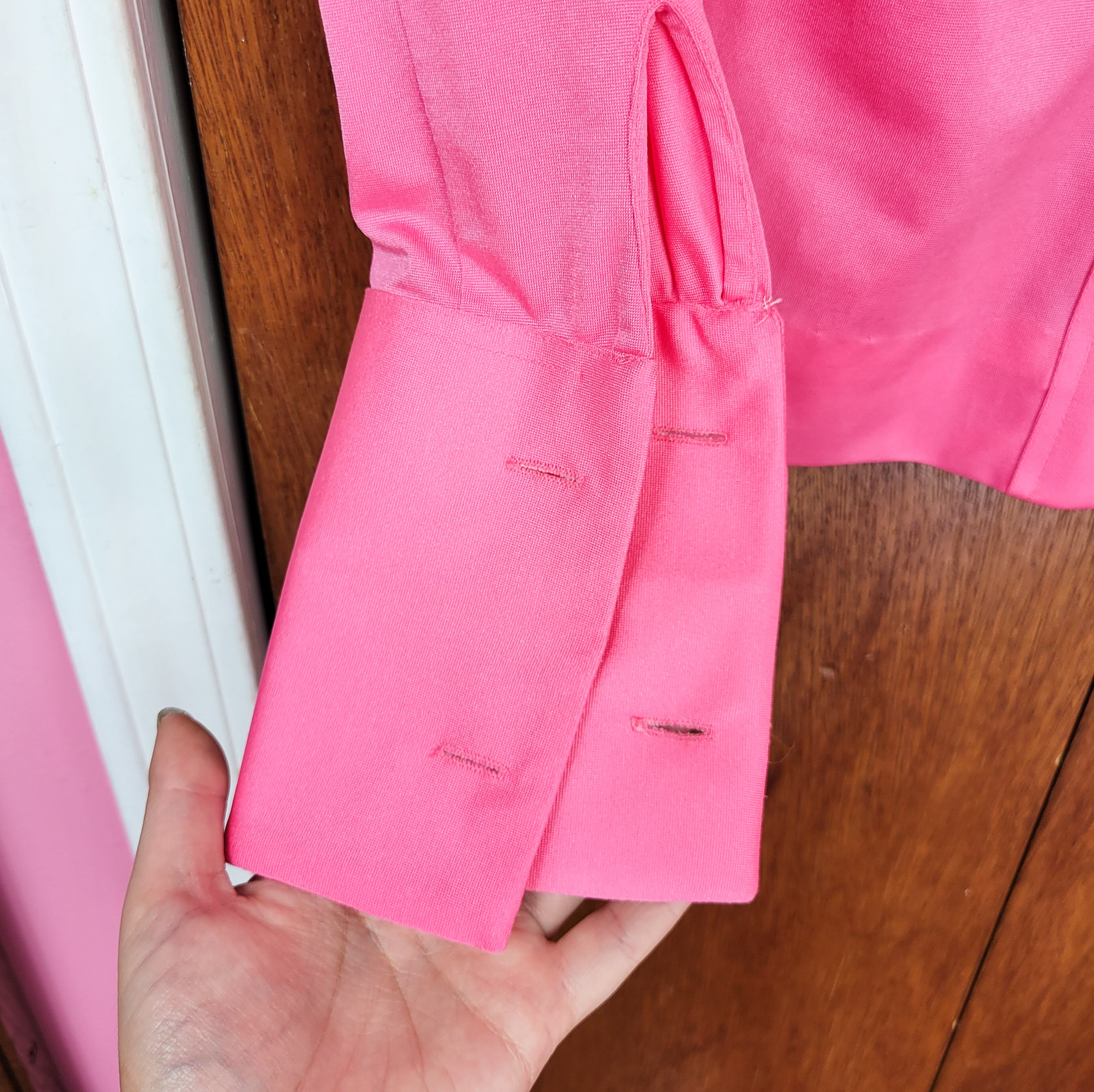 Vintage 1970s Pink Ruffled Tuxedo Style Blouse - Etsy