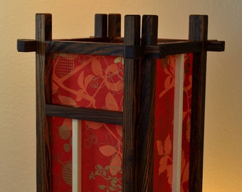 Walnut, Birdseye Maple and Ebony Wood Shoji Floor Lamp With Banana Bark ...