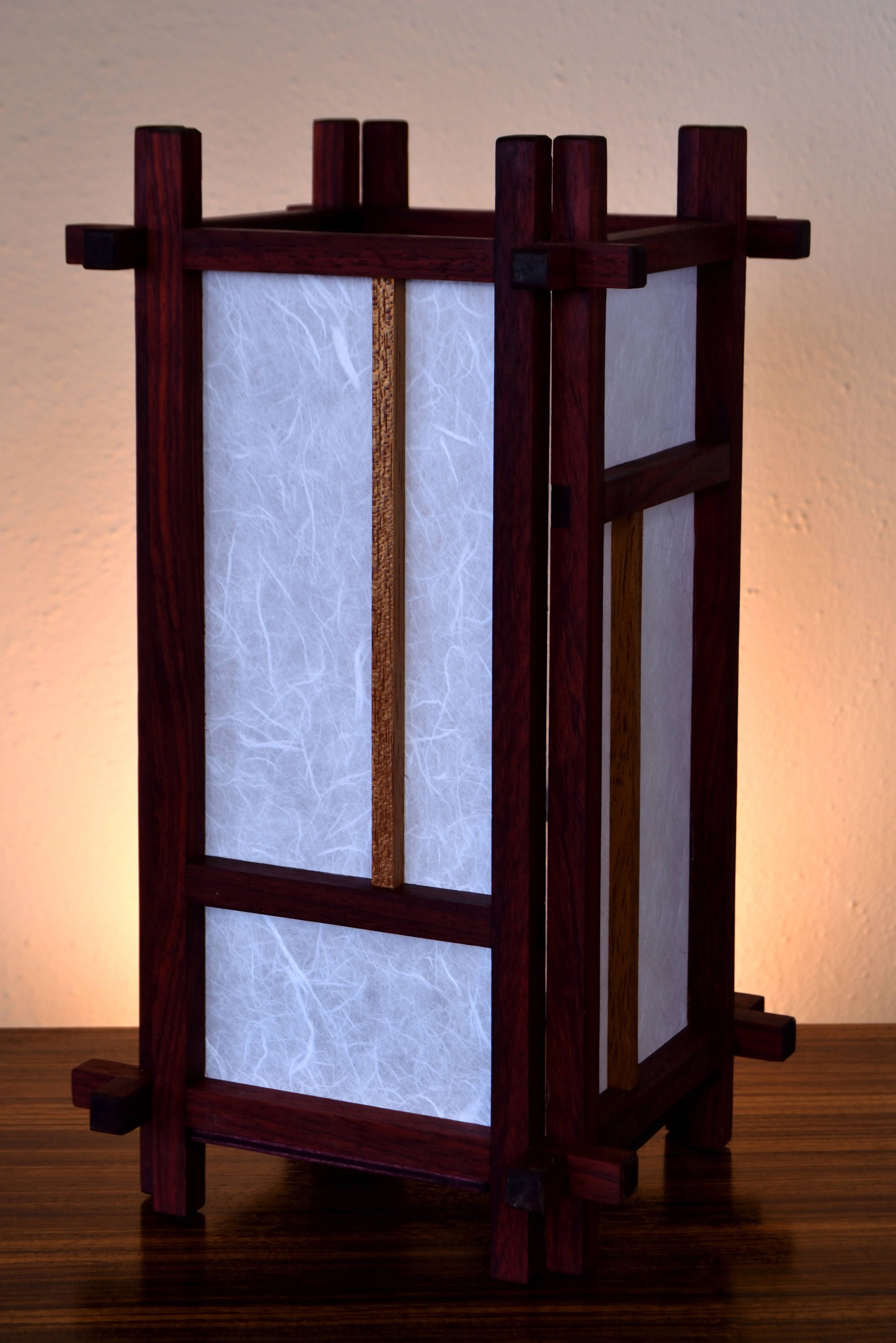 Padauk and Sapele Shoji Table Lamp With Unryu White Kozo Paper - Etsy