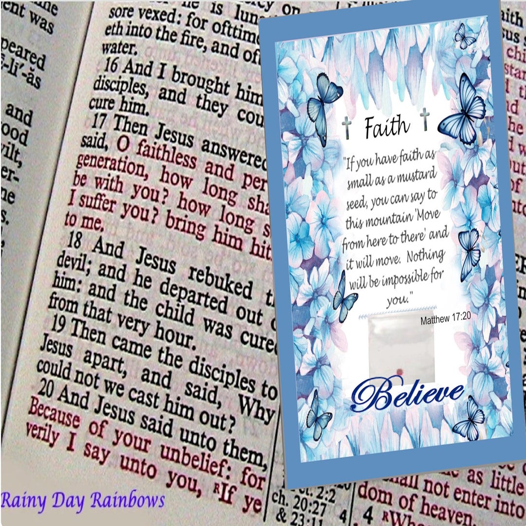 100 Mustard Seed Faith Blue Floral Faith Cards (100 Cards), Mustard ...