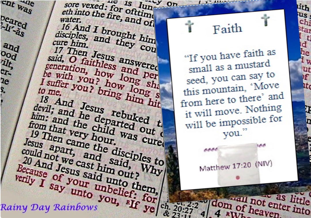 100 Christian Mustard Seed Faith Cards, Handmade, Mountain Moving Blue ...