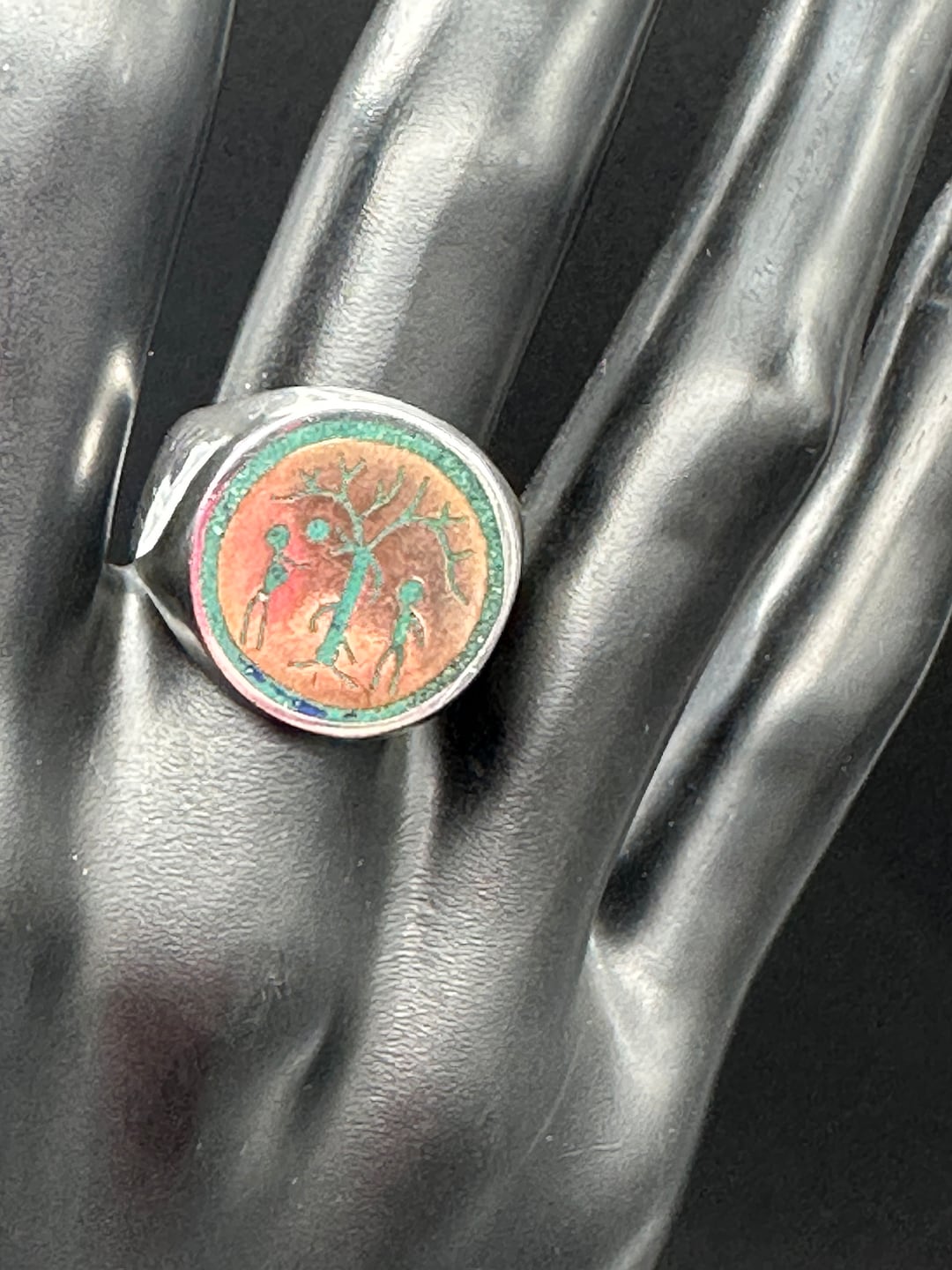 Silver and Copper Signet Style Ring - Etsy