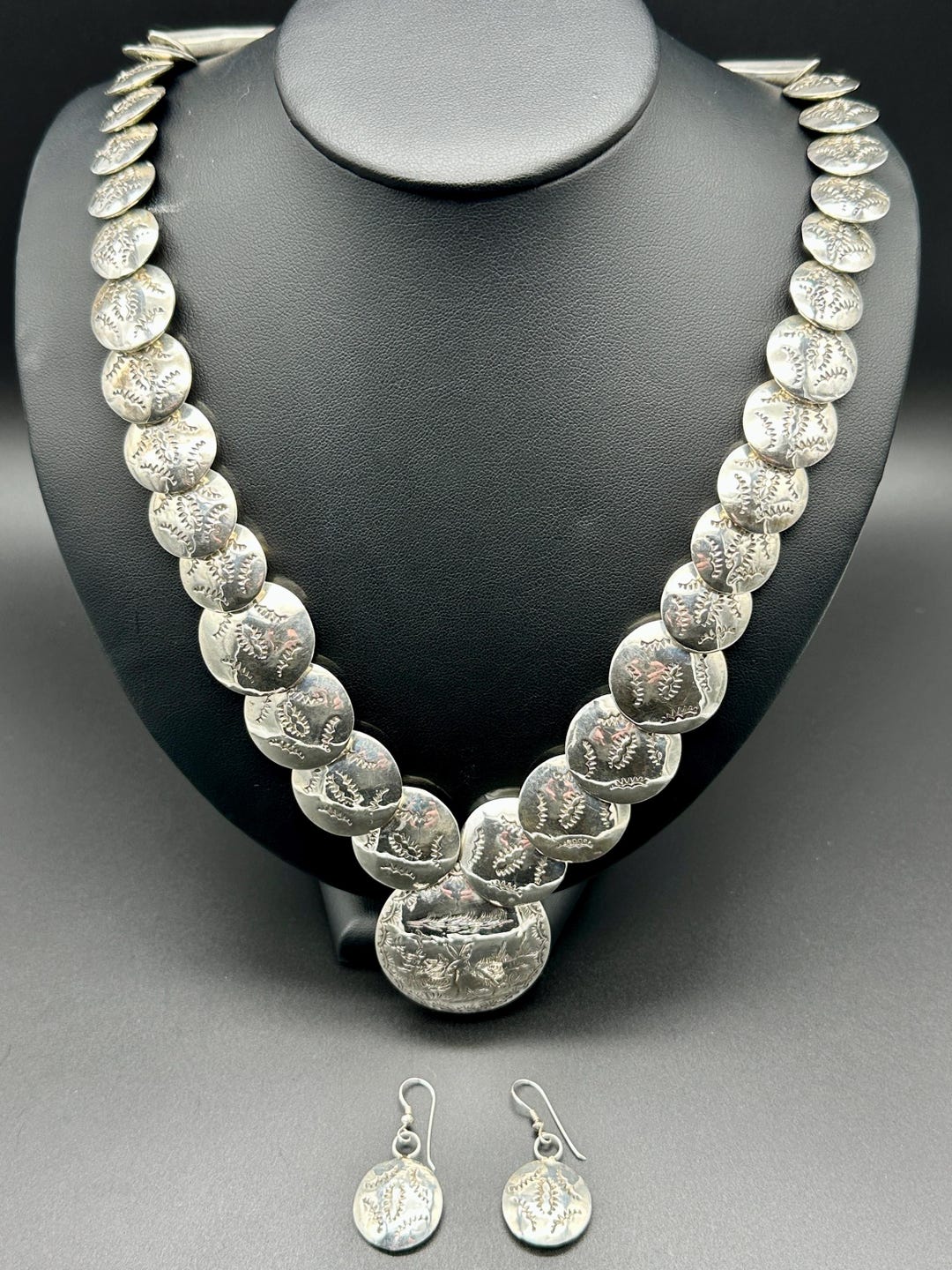 Vintage SET Apache Comanche Mark Jimenez Sterling Necklace & Earrings ...