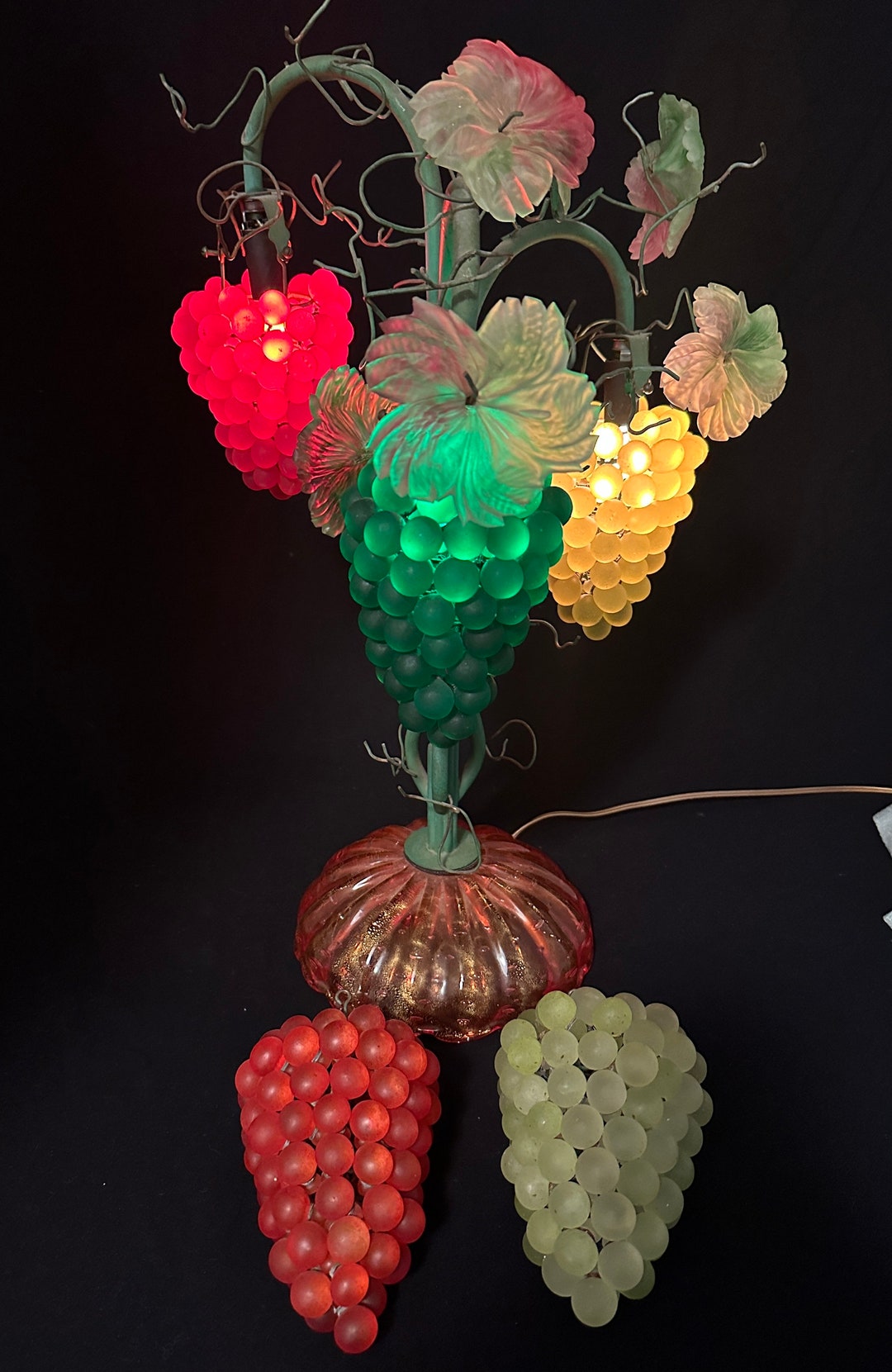Fabulous Antique Murano Grape Glass Table Lamp With 2 Extra Grape ...