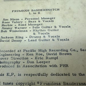 Frumious Bandersnatch Ross Valory Journey 1968 Muggles Psych EP - Etsy