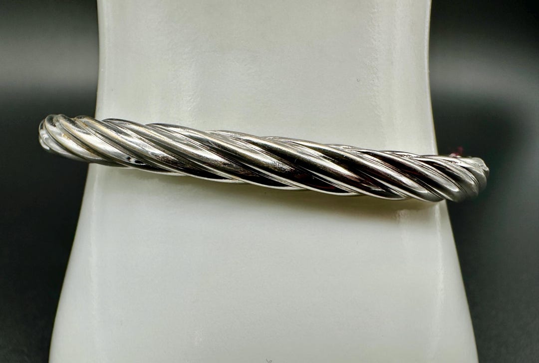 18k White Gold Rope Bangle Bracelet - Etsy