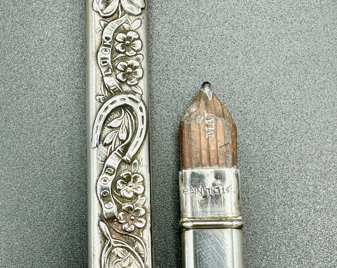 Rare Antique Victorian Sterling Good Luck Pencil Pendant - Etsy