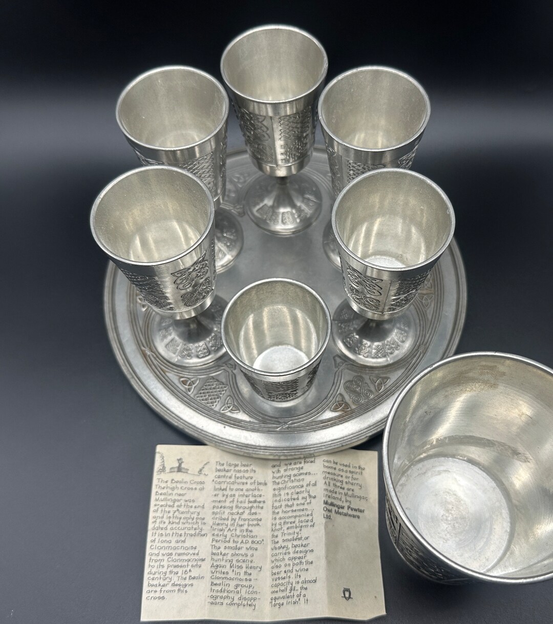 Mullingar Pewter Celtic Irish Sherry Set With Tray & Goblet - Etsy