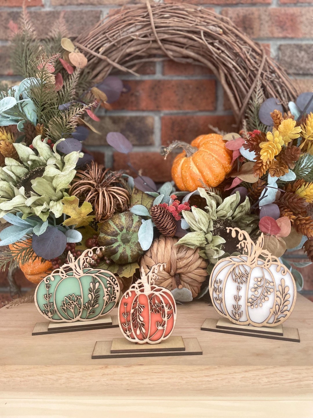 Wooden Fall Decor | Decorative Pumpkin | Floral Pumpkins | Pumpkin ...