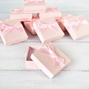 12 X Pack Pastel Pink Paper Gift Boxes With Pink Ribbon Bow (6 X 6 X 2. ...