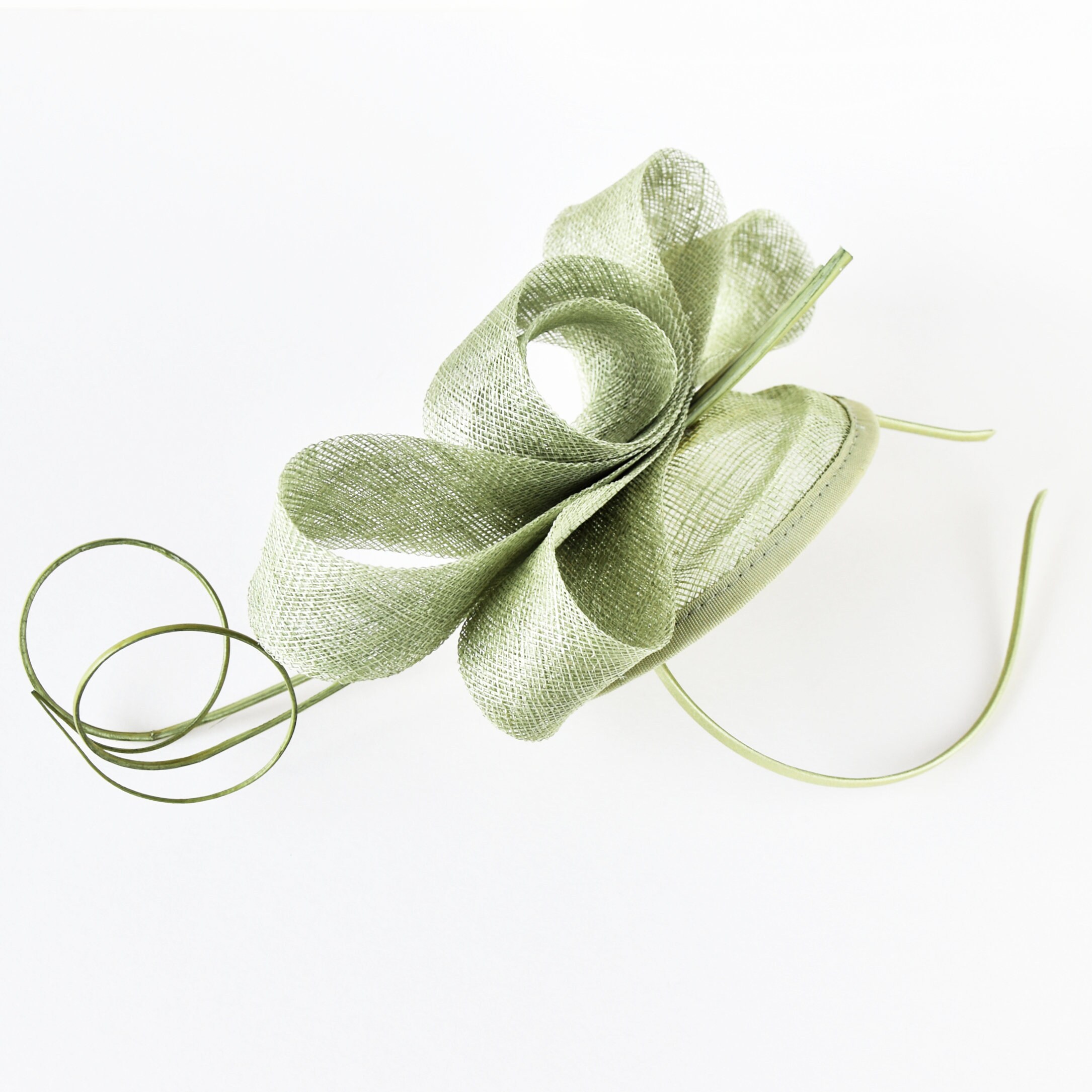 Large Sage Green Sinamay Cap and Loops Design Fascinator With - Etsy UK