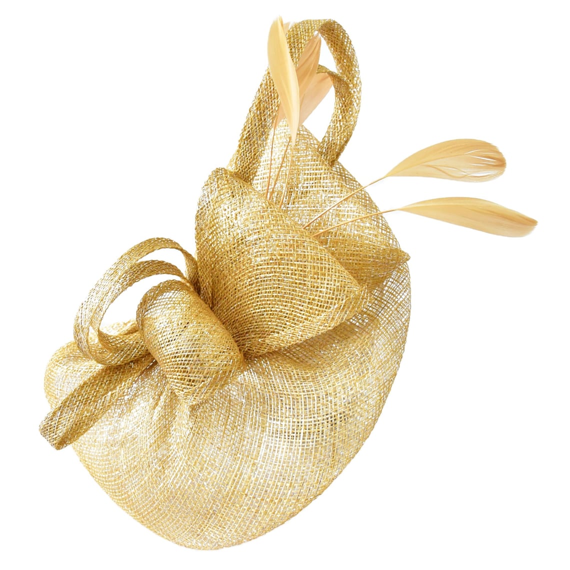 Gold Sinamay With Shiny Silver Thread and Feathers Loops Design ...