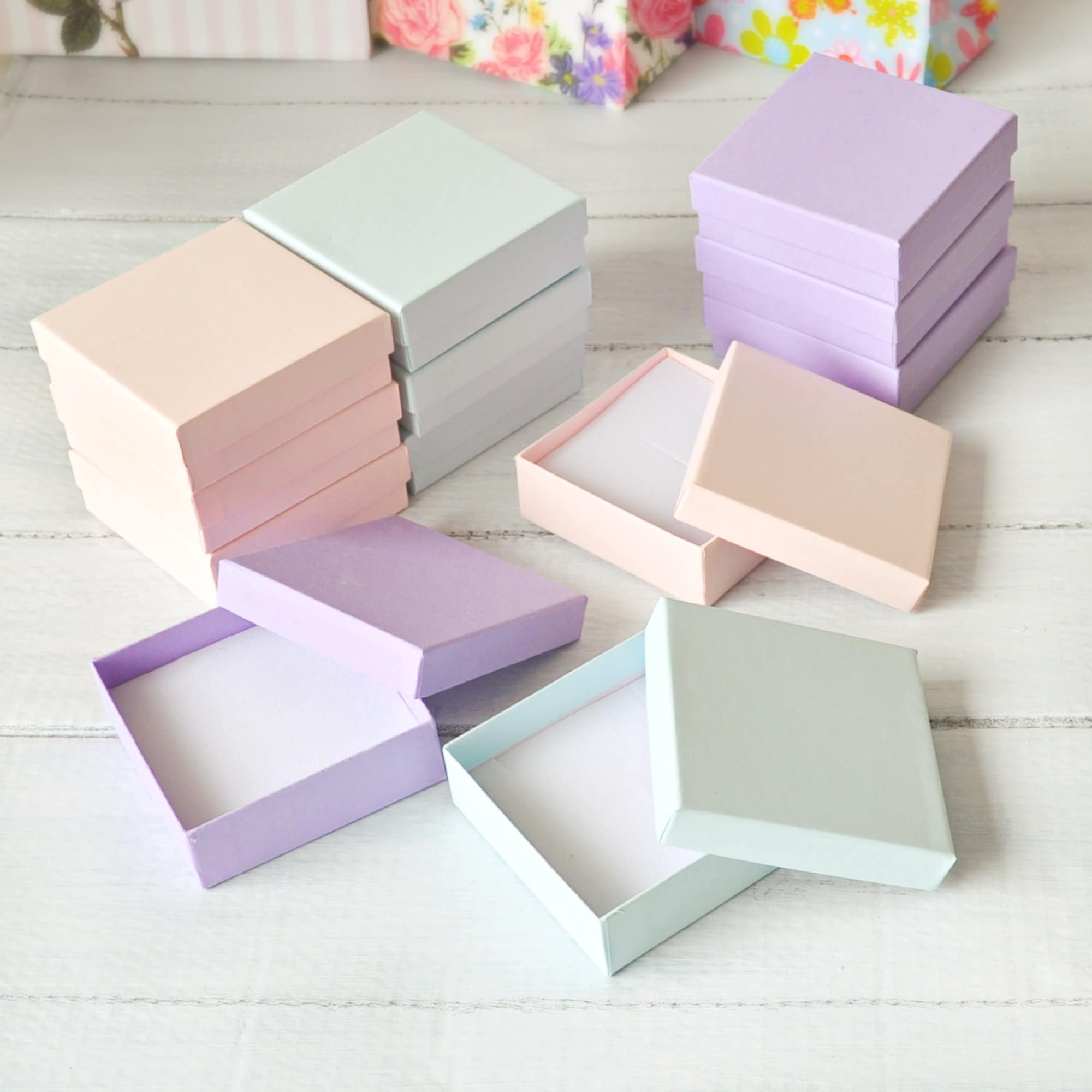 12 X Pack Pink/ Lilac/ Aqua Paper Gift Boxes for Jewellery/ - Etsy UK