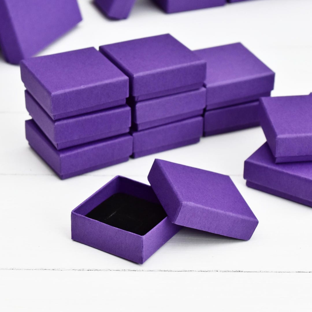 12 X Pack Purple Kraft Paper Gift Boxes With Removable Black Flocked ...
