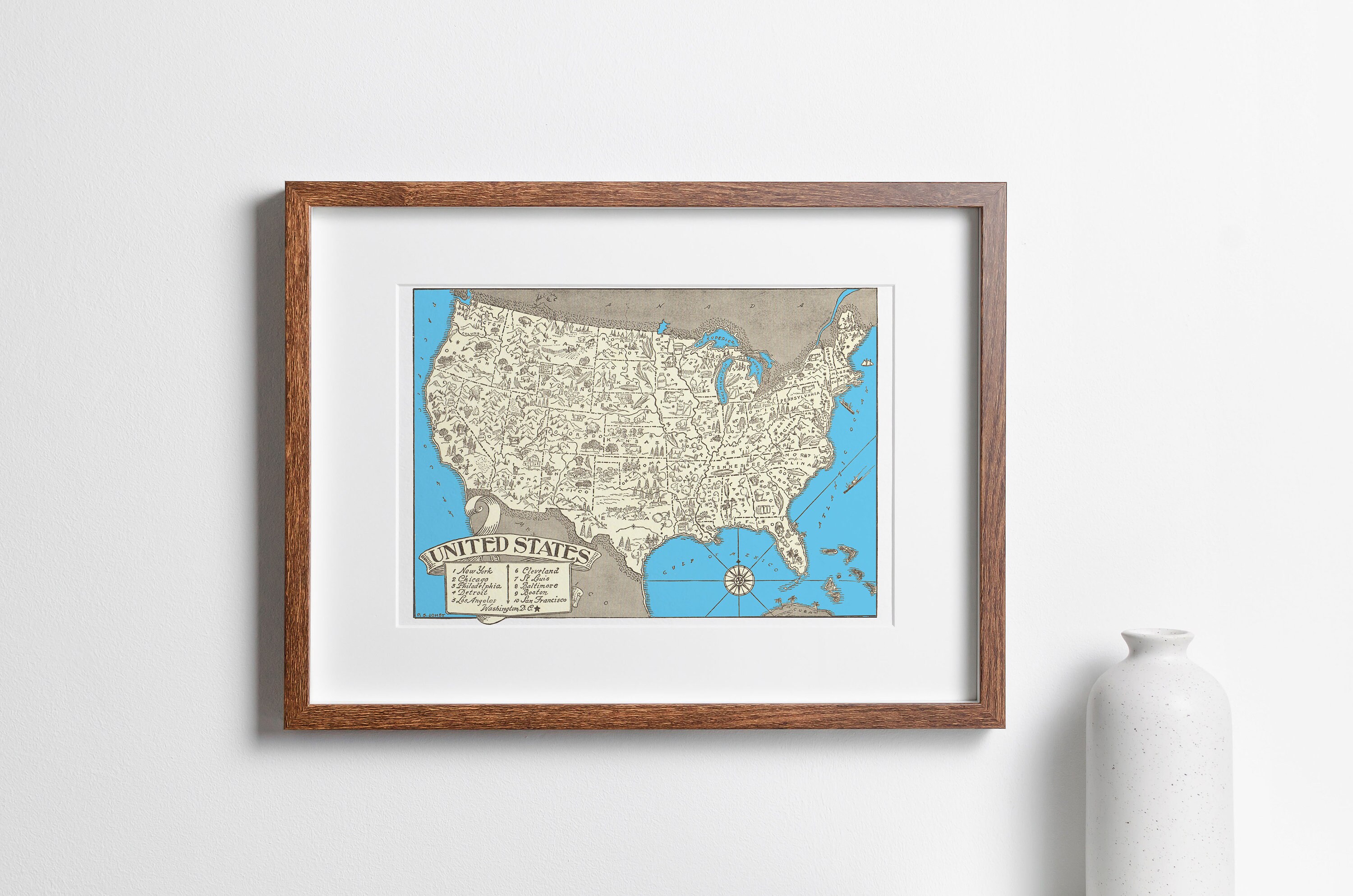 Vintage 1931 United States Map Print, United States Vintage Map, Old ...