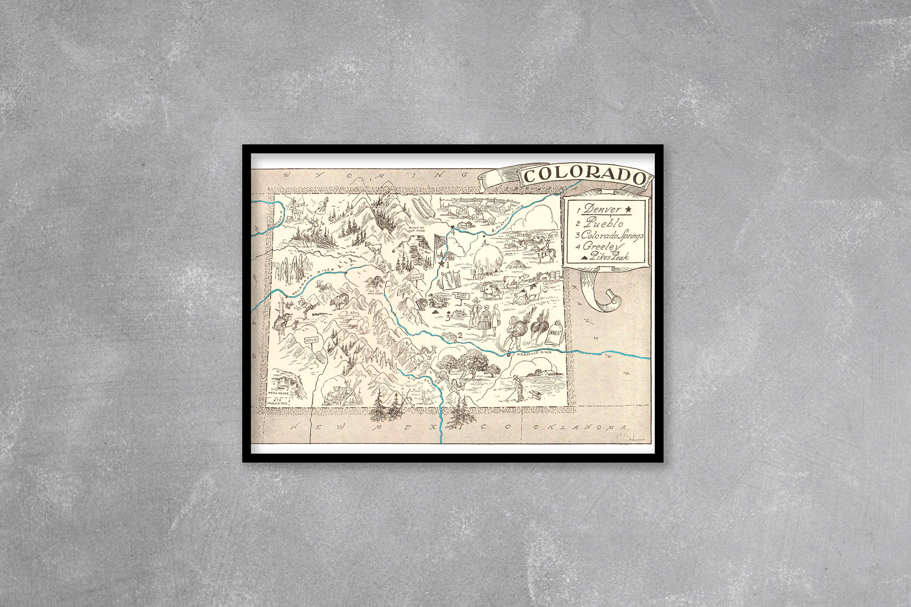 Vintage 1931 Colorado State Map Print 8x10 Colorado State Vintage Map ...