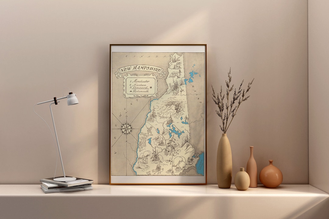 Vintage 1931 New Hampshire State Map Print, New Hampshire State Vintage ...