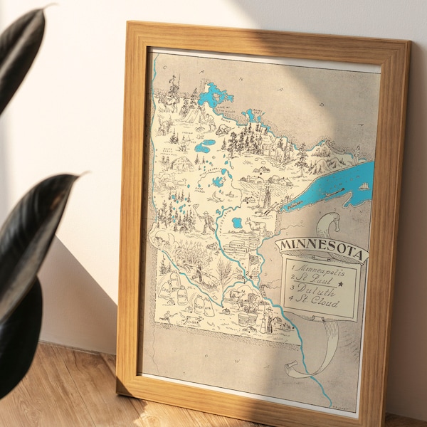 Old Minnesota Map - Etsy