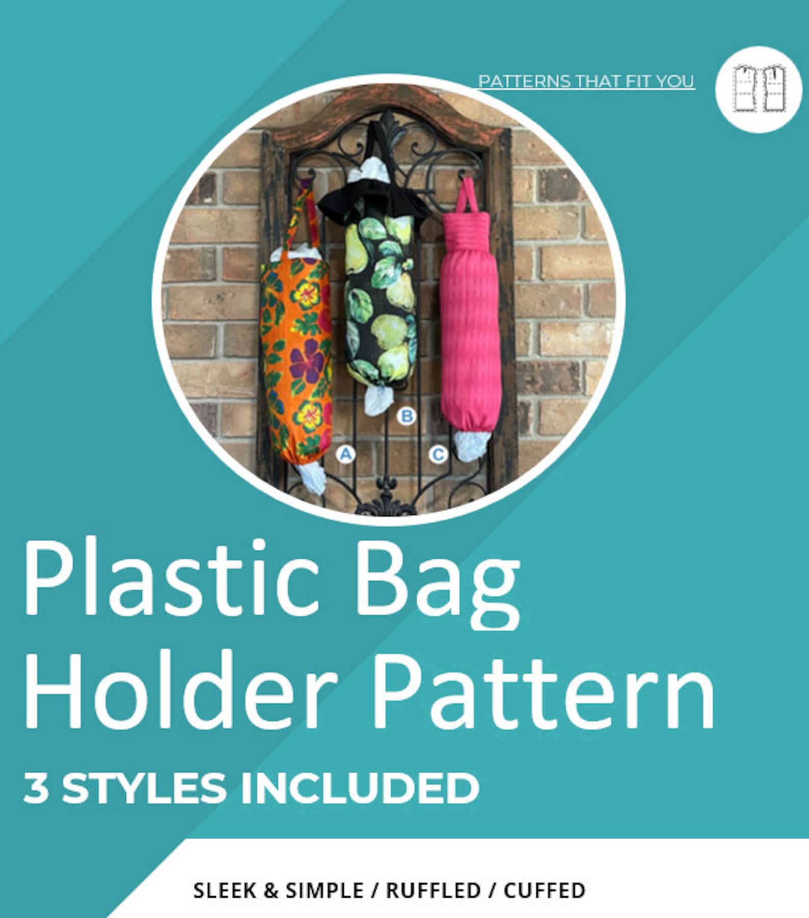Grocery Bag Holder / Organizer PDF Sewing Pattern With Full Size ...