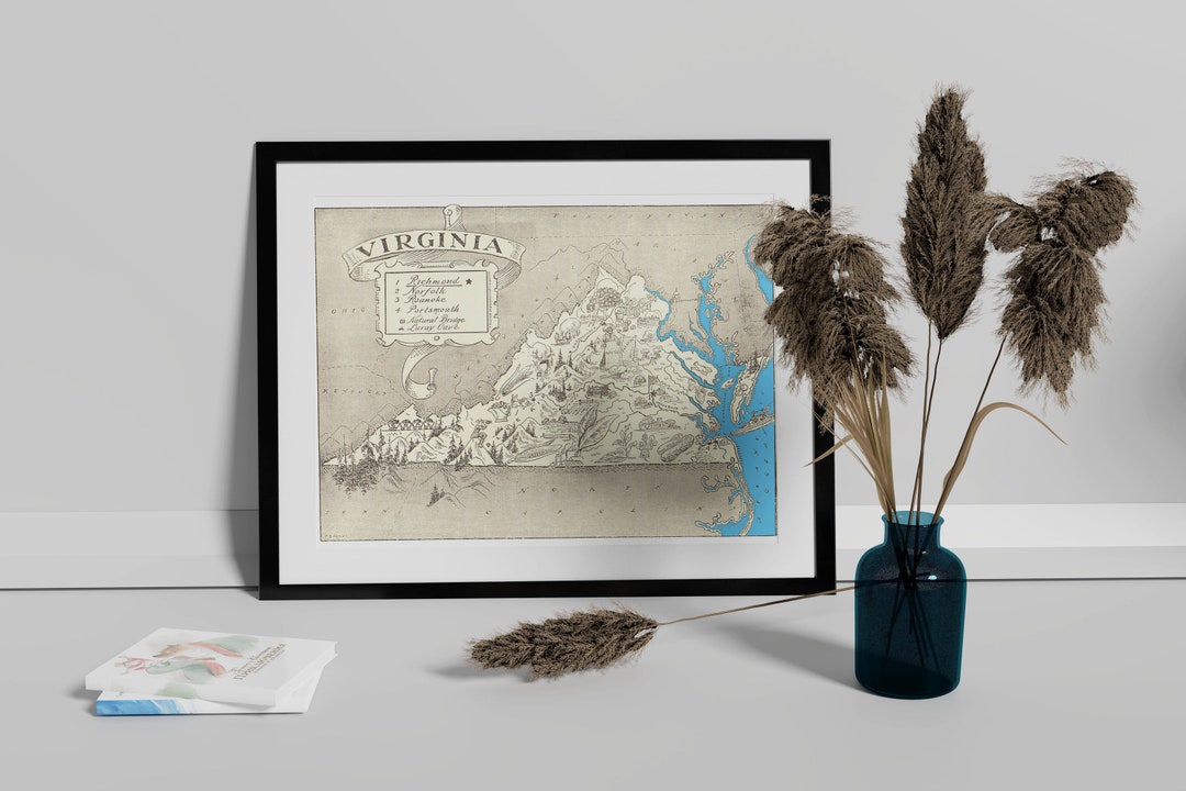 Vintage 1931 Virginia State Map Print, 8x10 Virginia State Vintage Map ...