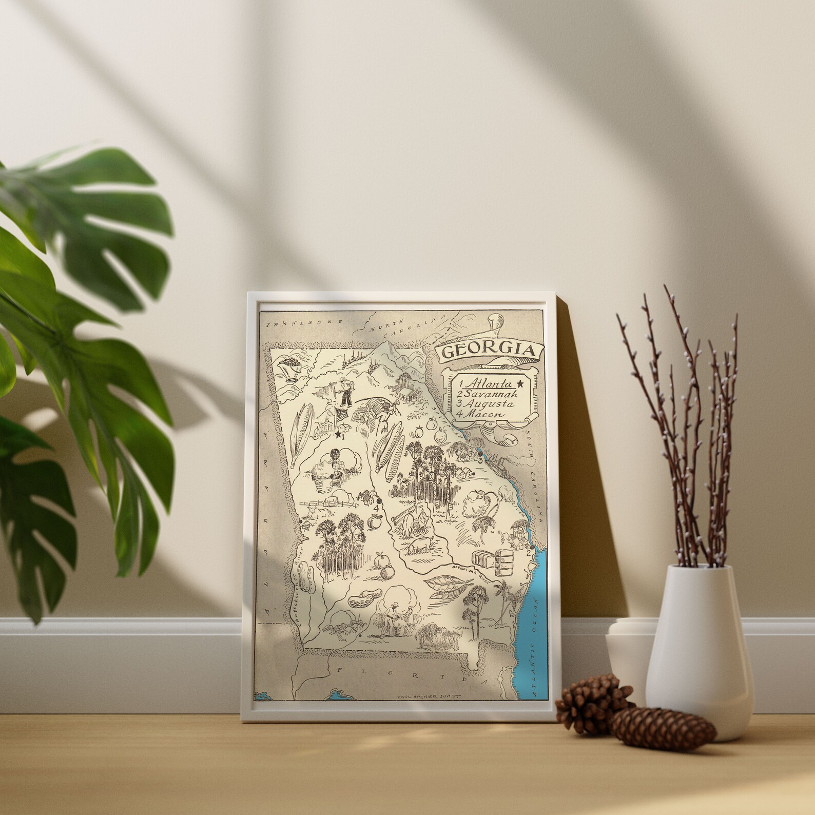 Vintage 1931 Georgia State Map Print – 8x10 Georgia State Vintage Map ...