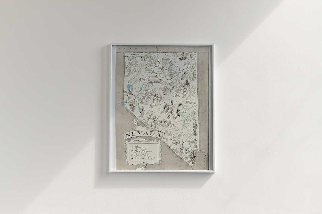Vintage 1931 Nevada State Map Print – 8x10 Nevada State Vintage Map ...