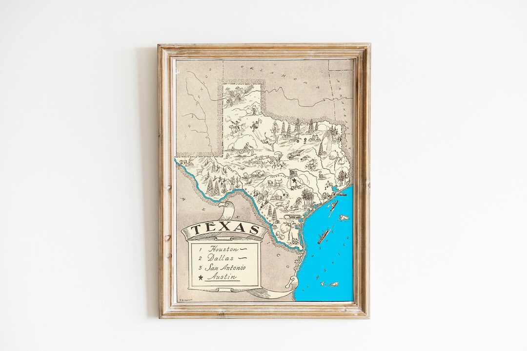 Vintage 1931 Texas State Map Print – 8x10 Texas State Vintage Map – Old ...