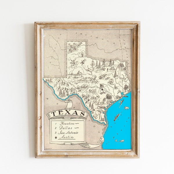 Old Map of Texas State - Etsy