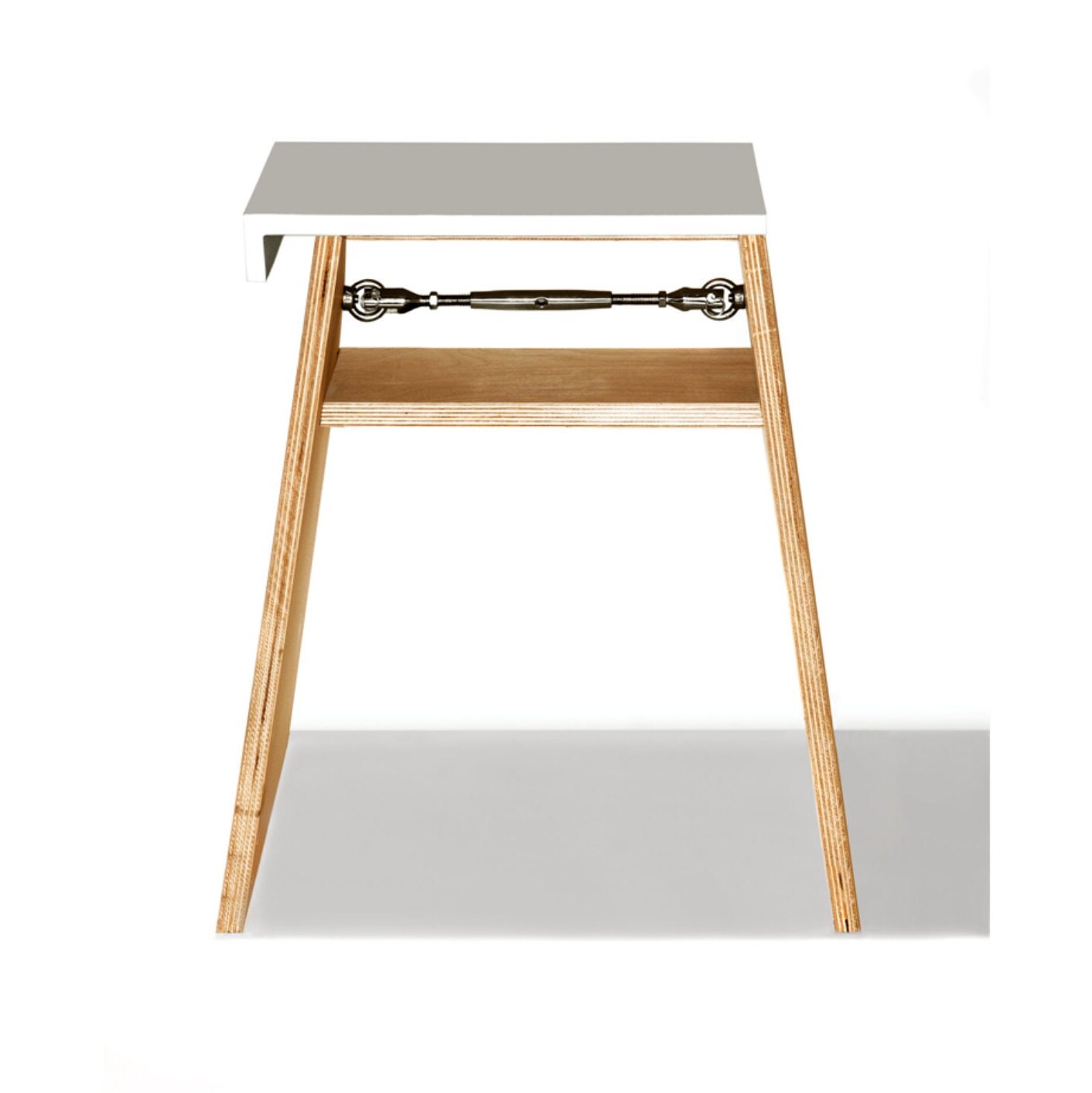 White Stool With a Minimalist Design in Corian and Wood. Handmade in ...