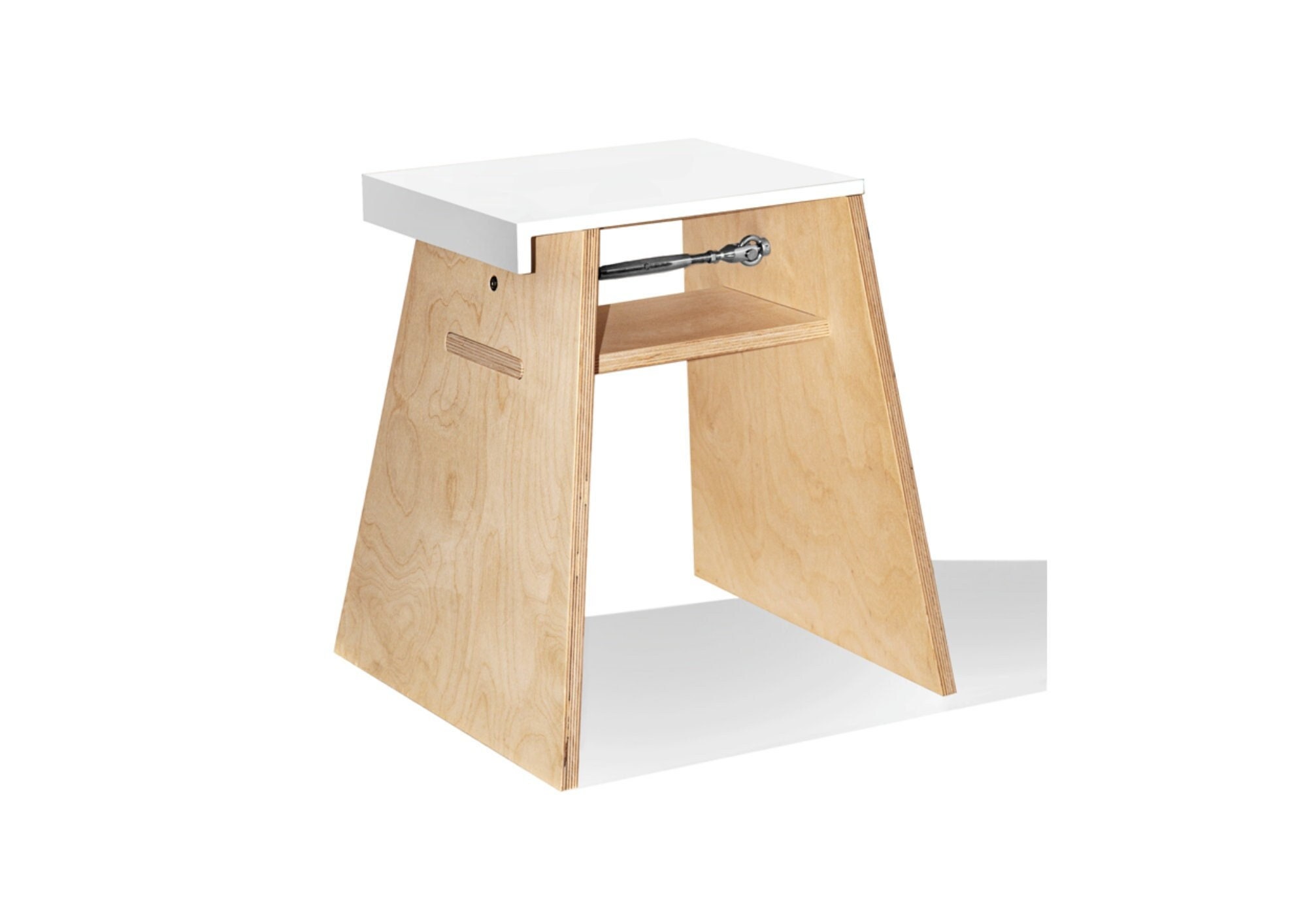 White Stool With a Minimalist Design in Corian and Wood. Handmade in ...