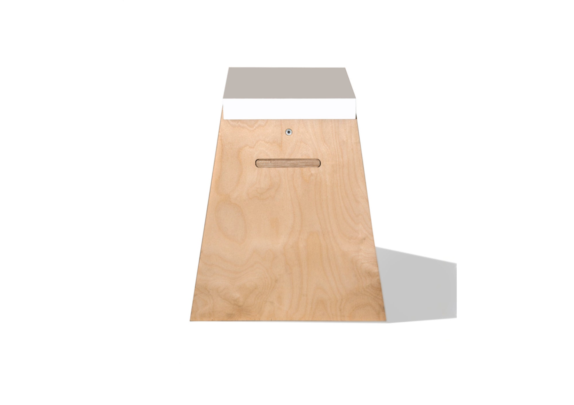 White Stool With a Minimalist Design in Corian and Wood. Handmade in ...