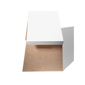 White Stool With a Minimalist Design in Corian and Wood. - Etsy