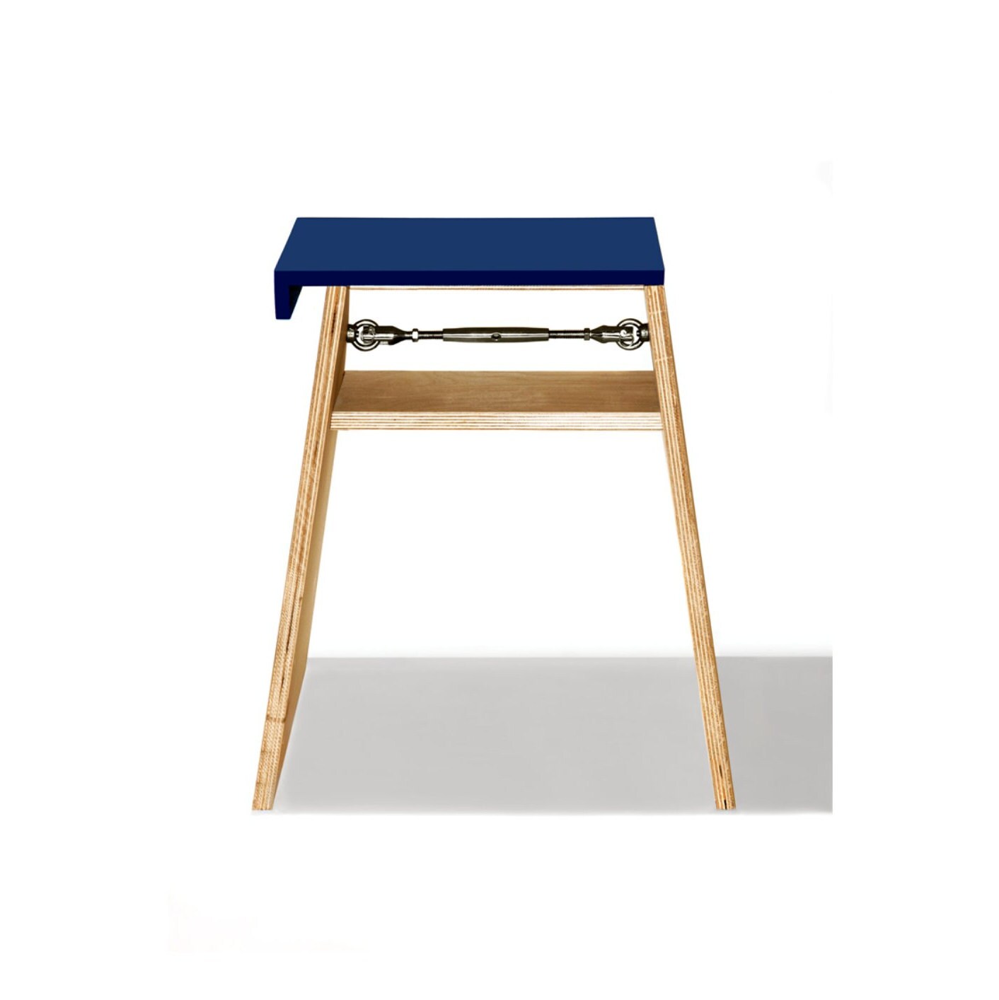 Stool With a Minimalist Design in Blue Corian and Wood. Handmade in ...