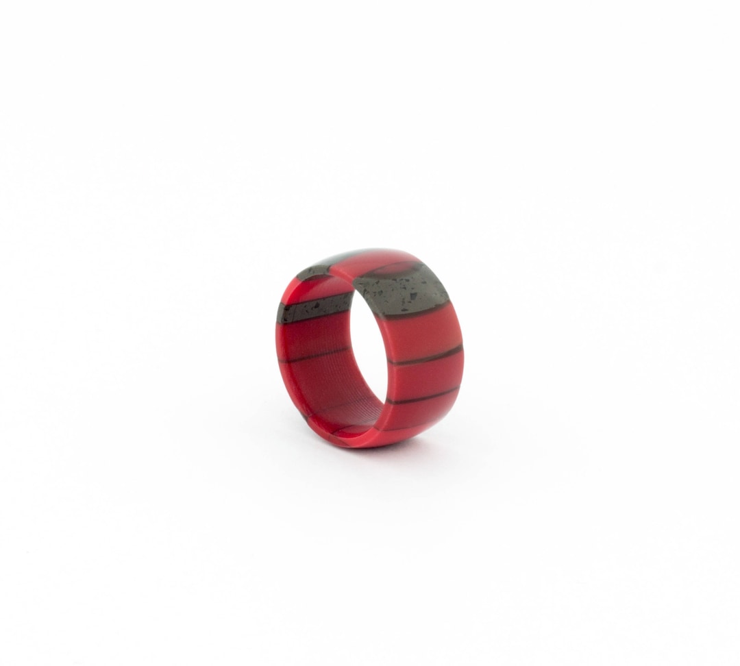 Corian® Red and Grey Ring one of a Kind Ring AR021. Handmade in Italy ...