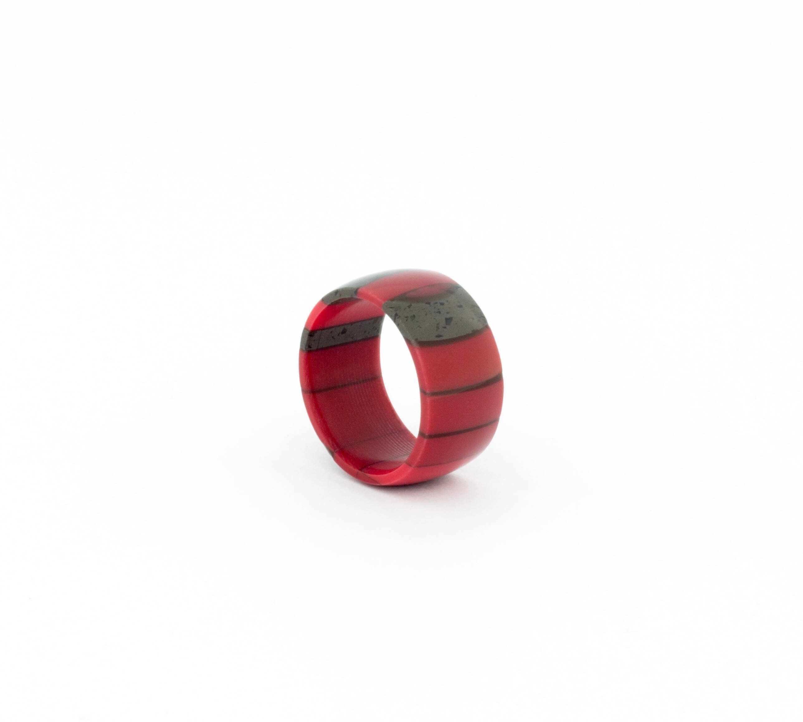 Corian® Red and Grey Ring one of a Kind Ring AR021. - Etsy