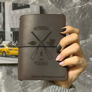 Custom Notebook Engraved Black Leather Notepad for Hunting - Etsy
