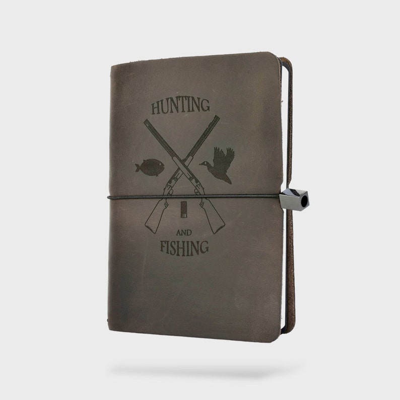 Custom Notebook, Engraved Black Leather, Notepad for Hunting and ...