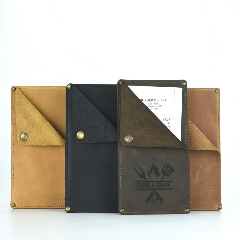 Genuine Leather Check Holder With Embossing, Custom Check Presenter for ...