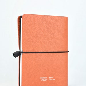 Orange Handmade Italian Leather Notebook Engraved Leather - Etsy
