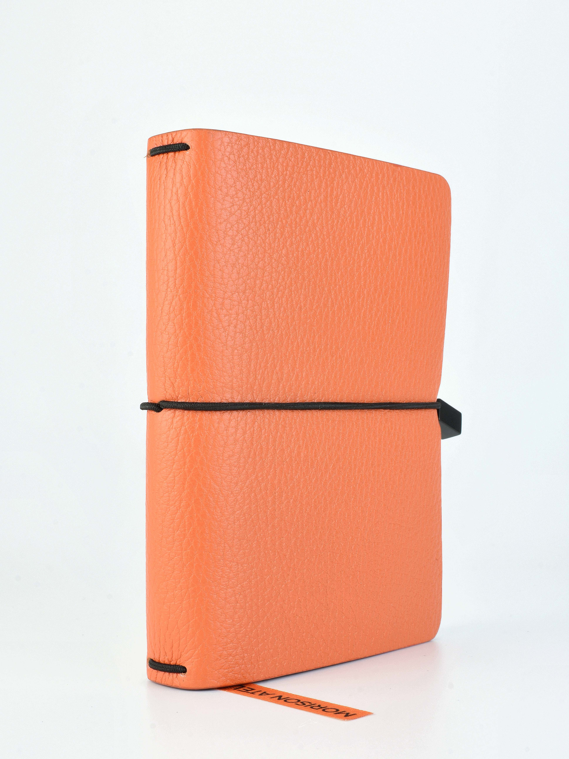 Orange Handmade Italian Leather Notebook Engraved Leather - Etsy