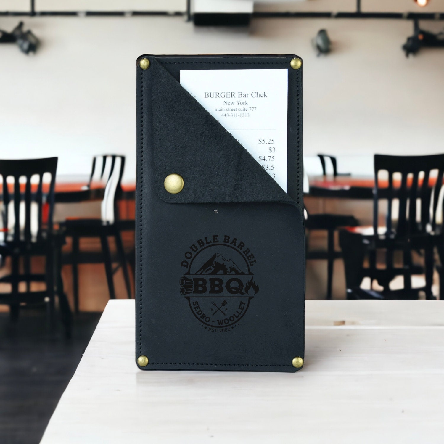 Genuine Leather Check Holder With Embossing, Custom Check Presenter for ...