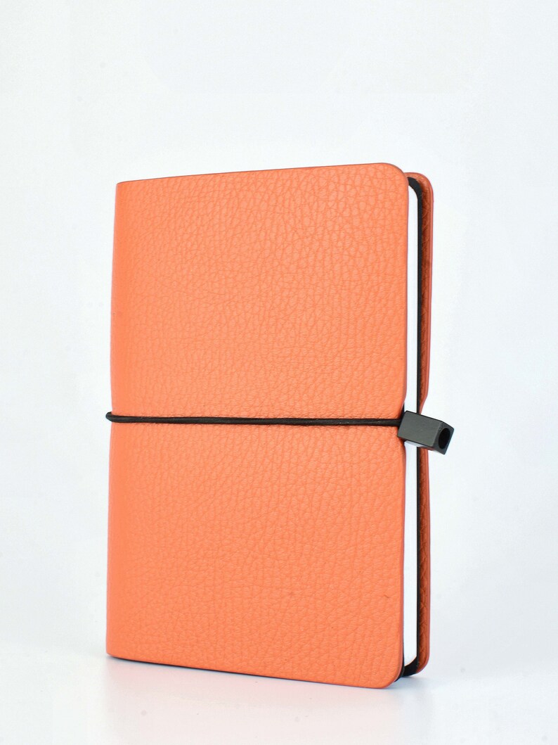 Orange Handmade Italian Leather Notebook Engraved Leather - Etsy