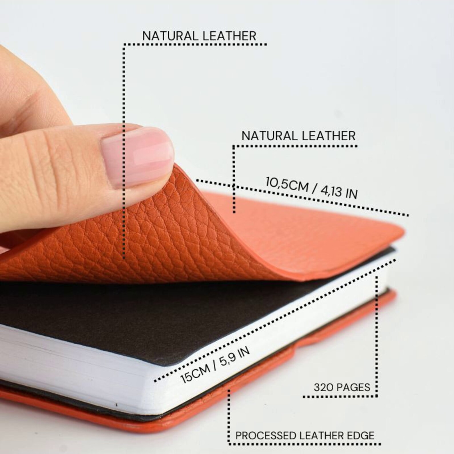 Orange Handmade Italian Leather Notebook Engraved Leather - Etsy