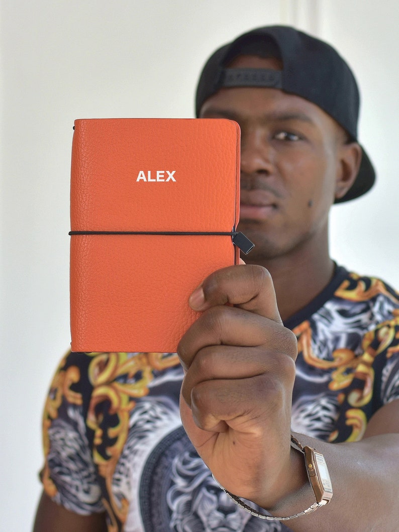 Orange Handmade Italian Leather Notebook Engraved Leather - Etsy